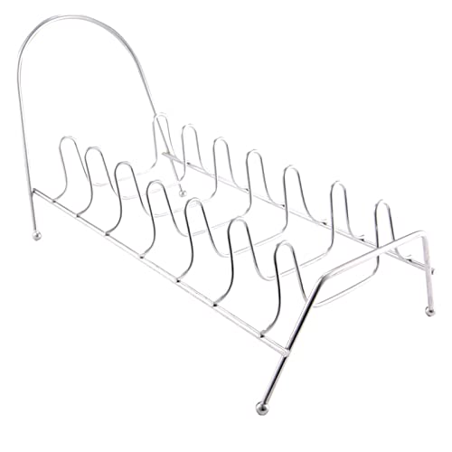 TBMAKE Dish Racks Pan Stainless Steel Pot Lid Plates Kitchen Slots Sink Countertop Holder Dish Rack Bowl Storage Shelf Drying Stand Draining