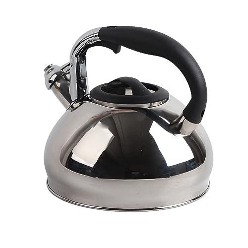 Whistling Tea Kettle Large Capacity 304 Stainless Steel with Fast Heating and Ergonomic Handle for Home Office (2.3L)
