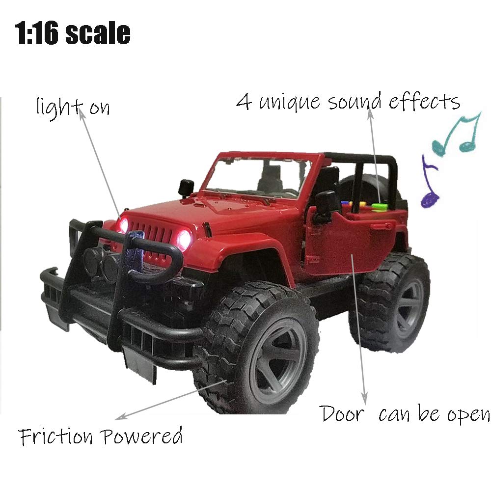 YesToys Car Toy Off-Road Military Fighter Friction Powered Toy Vehicle with Fun Lights & Sounds