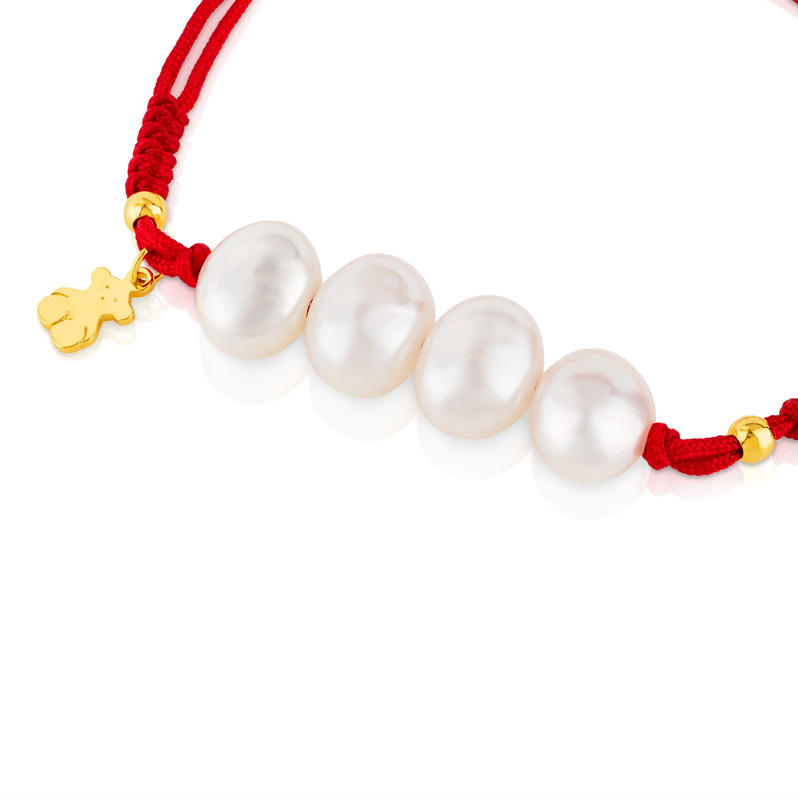 TOUS Vermeil Silver Bracelet for Women With Pearls, Length: 16 cm, Nudos Collection
