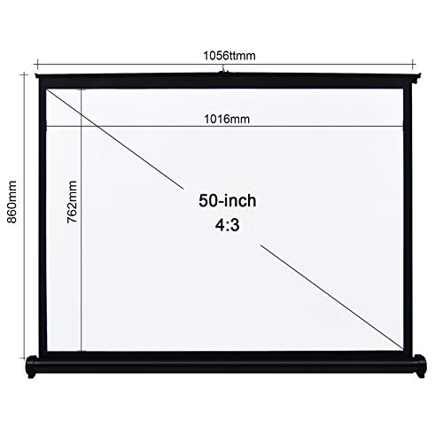 XDDCDH 50-inch Projector Screen 4:3 Tabletop Projection Screen Manual Pull Up Folding Projecting Screen Home Theater for DLP Projector
