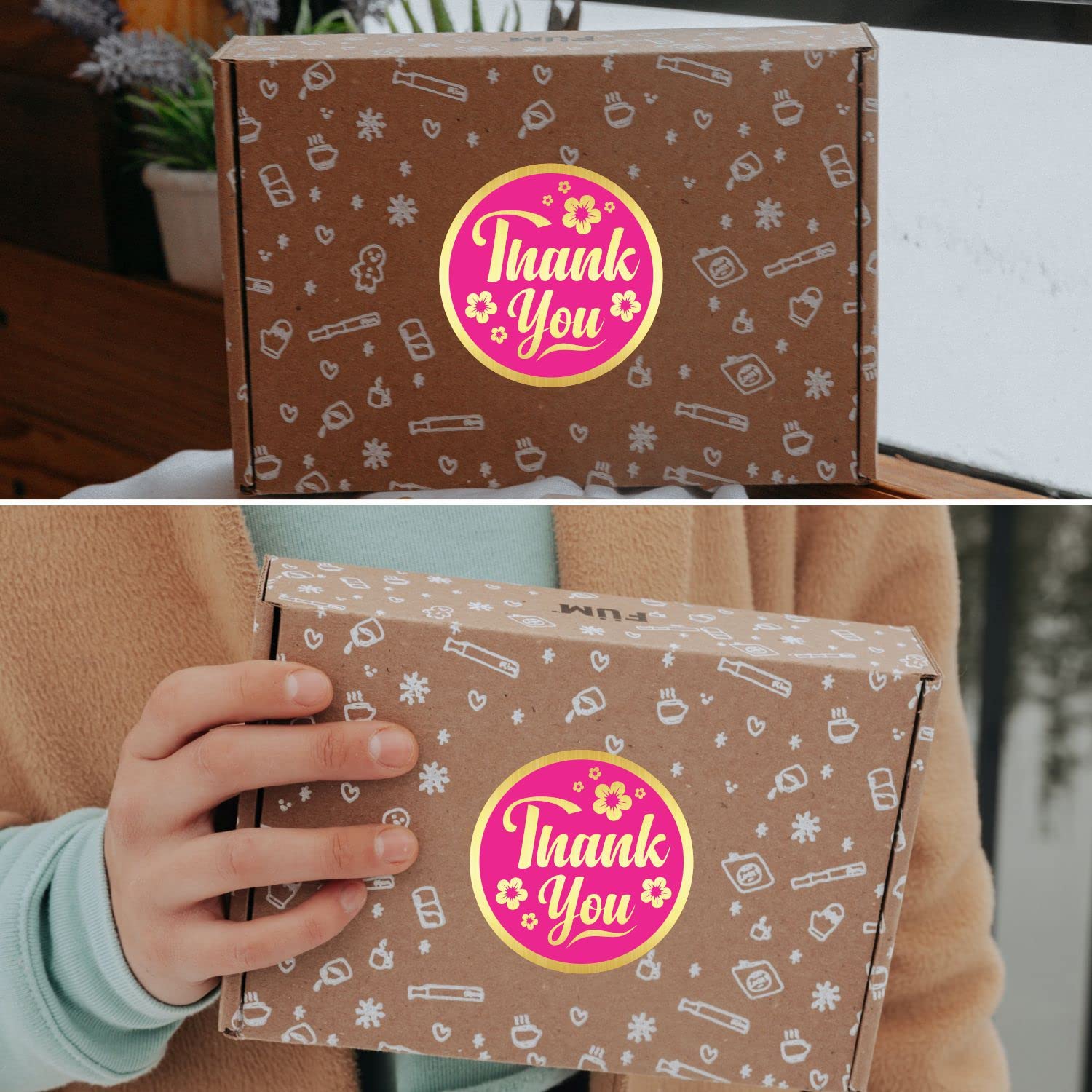 Thank You Stickers Seals Labels (Pack of 120) 2" Large Round Gold Foil Stamping for Cards Gift Envelopes Boxes - Magenta