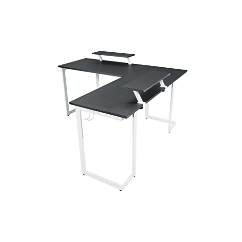 Techni Sport Warrior L-Shaped Gaming Desk with MDF Panel, Computer Desk with Scratch Rust Resistance Steel Frame, White