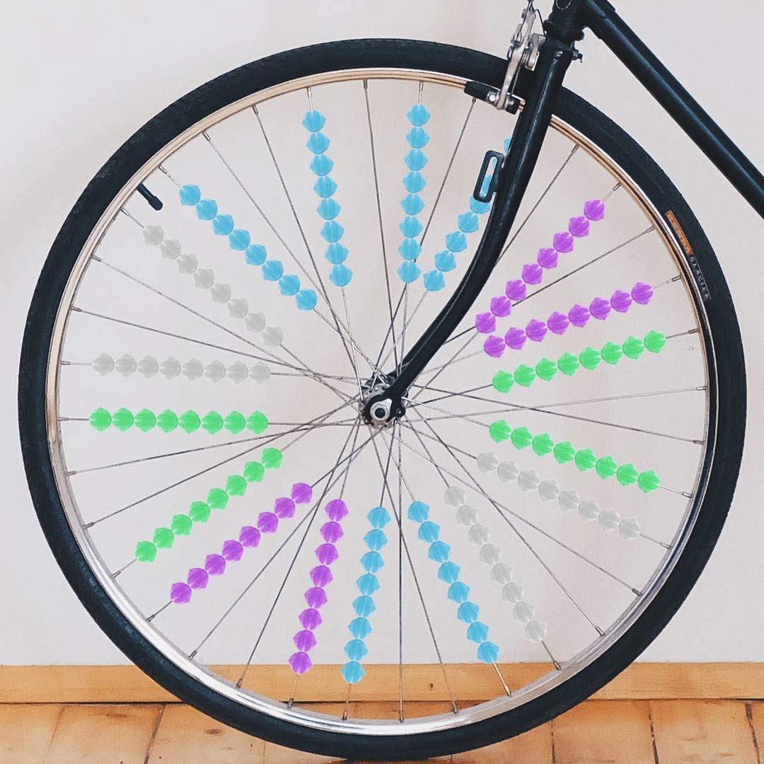 WENTS Children's Bicycle Accessories Bicycle Wheel Spoke Grain Luminous Plastic Clip - Spoke Clicker - Glow in The Dark - Pack of 72