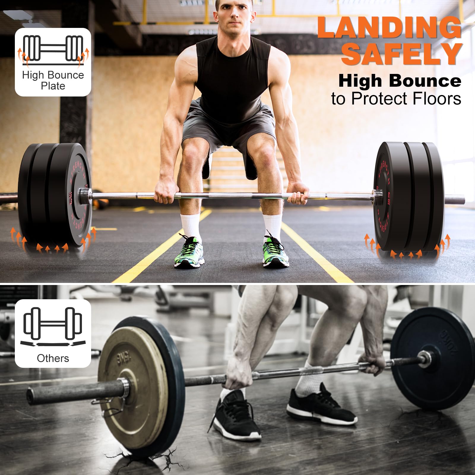 XDDIAS Bumper Plates, Olympic Bumper Plates Set, 2-Inch Rubber Weight Plates with Steel Insert for Weight Lifting and Strength Training - Sold in Single, Pairs or Sets(10-55LBS)