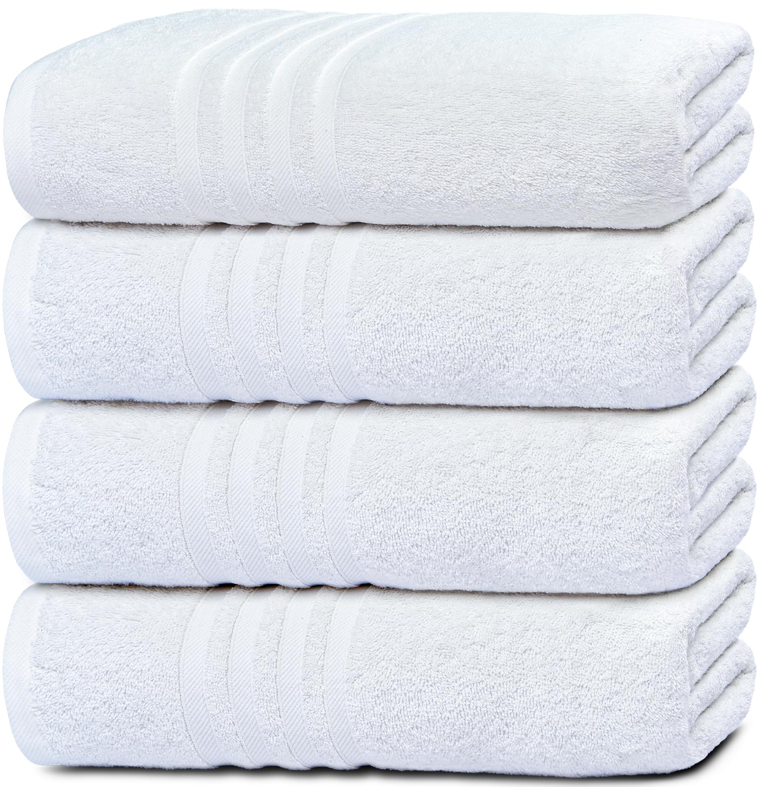 Wealuxe White Bath Towels 27x54 Inch, Cotton Towel Set for Bathroom, Hotel, Gym, Spa, Soft Extra Absorbent Quick Dry 4 Pack