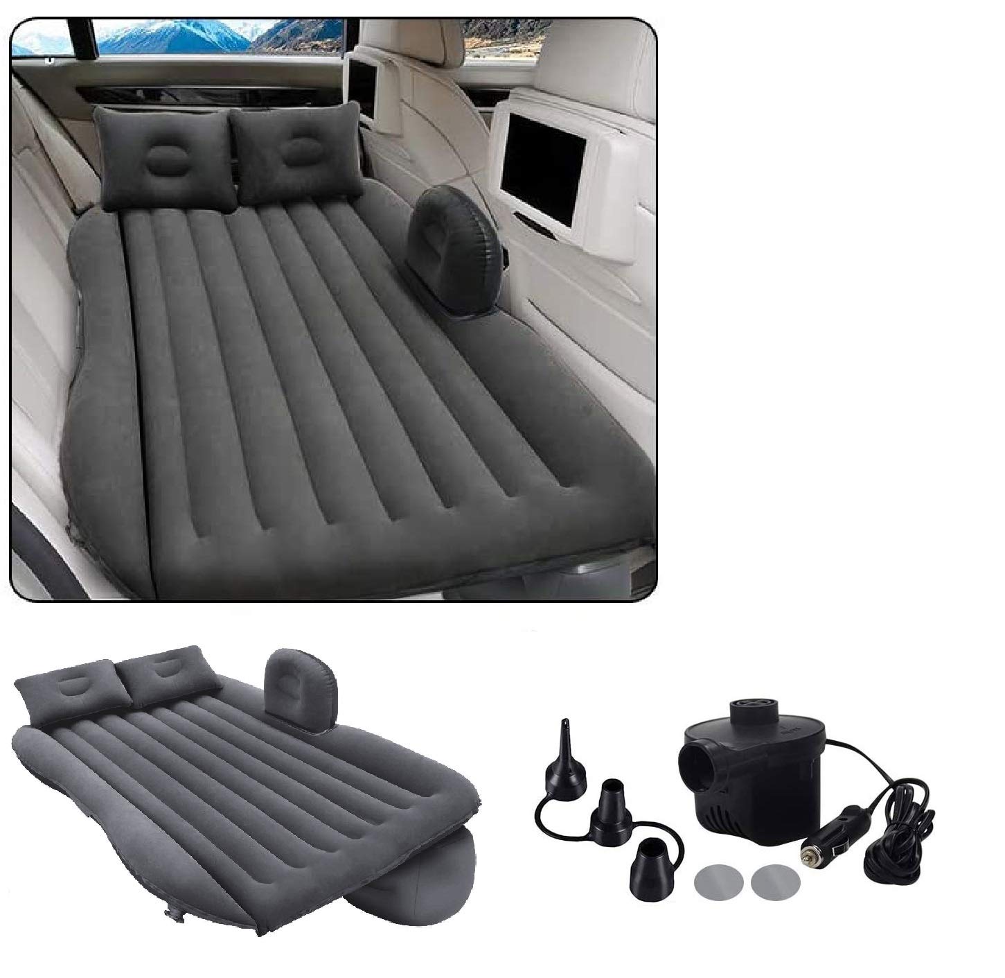 Zmarthumb - Inflatable Car Air Mattress with Pump (Portable) for Travel, Camping, Vacation as Truck SUV Minivan Back Seat Blow-Up Sleeping Pad, Compact Twin Size Bed