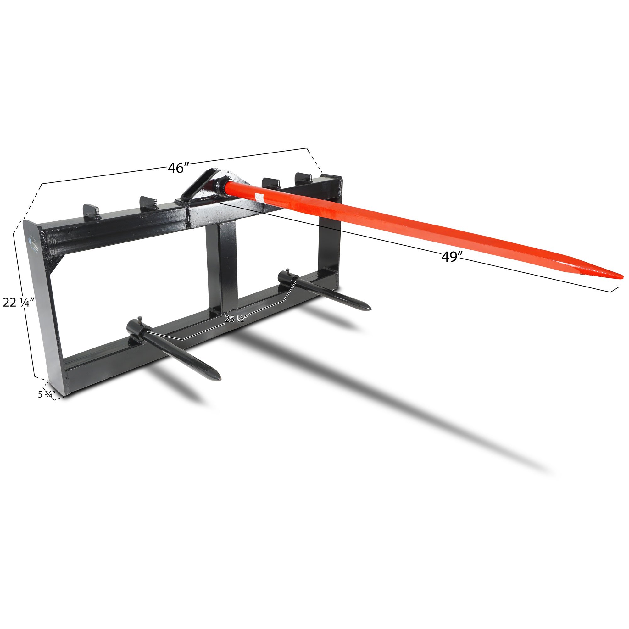 Titan Attachments Skid Steer Hay Frame Attachment, 49" Hay Spear and Stabilizer Spears, Rated 3,000 LB, Quick Tach Mounting, Hay Handing Equipment for Bobcat Tractors