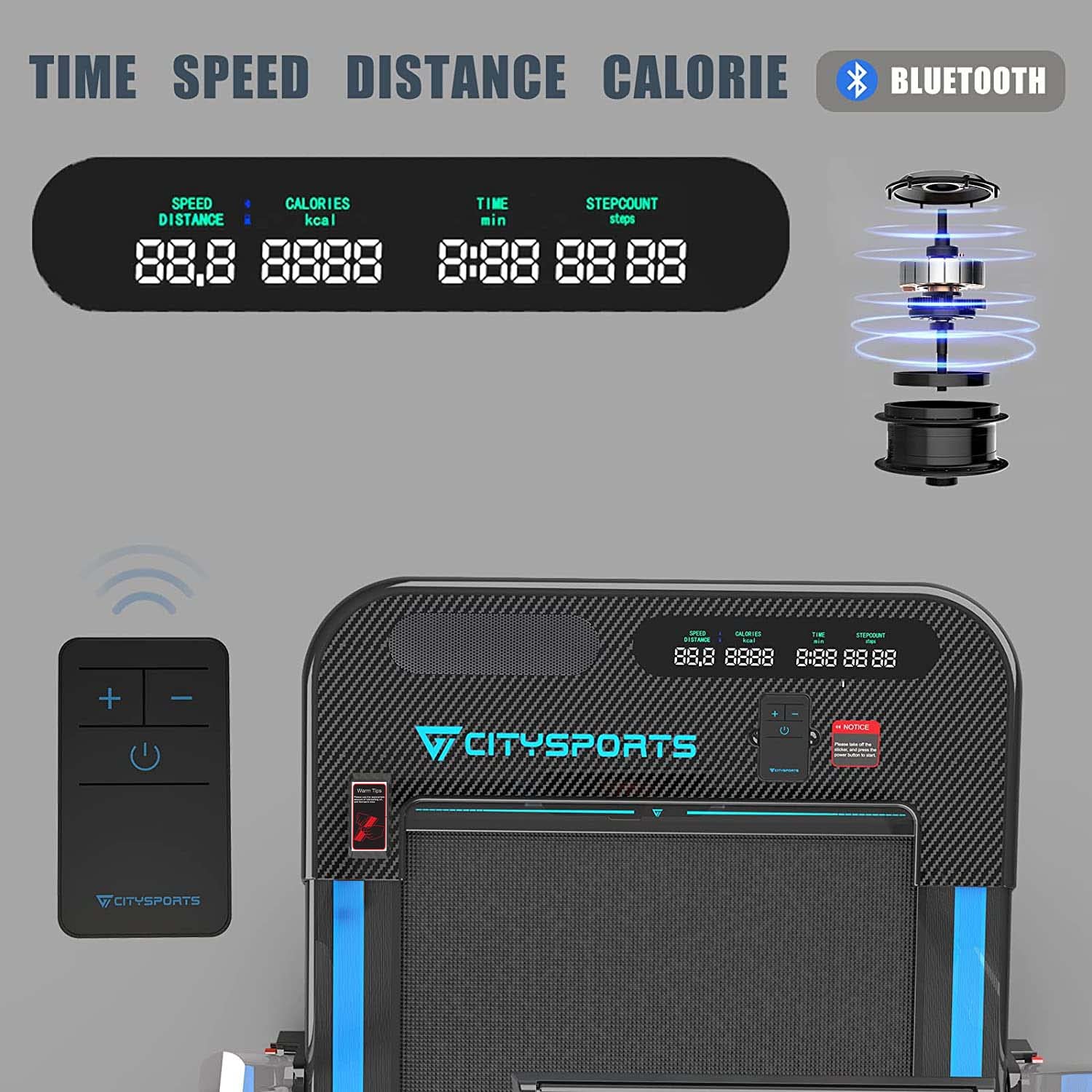 Treadmill for Home,Under Desk Treadmill Portable Walking Pad,Bluetooth Built-in Speakers, Adjustable Speed, LCD Screen & Calorie Counter, Ultra Thin and Silent, Intended for Home/Office (Black)