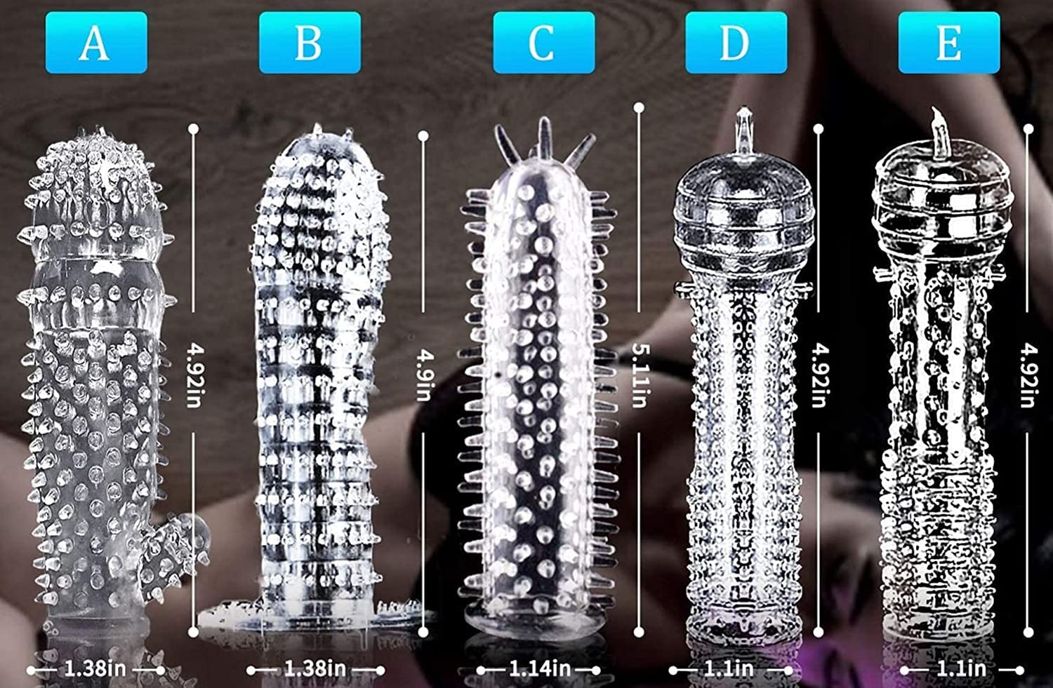 Transparent New Threaded mace Condom Male Condom Adult Lock fine Ring Extended Sleeve Crystal Sleeve 5pcs