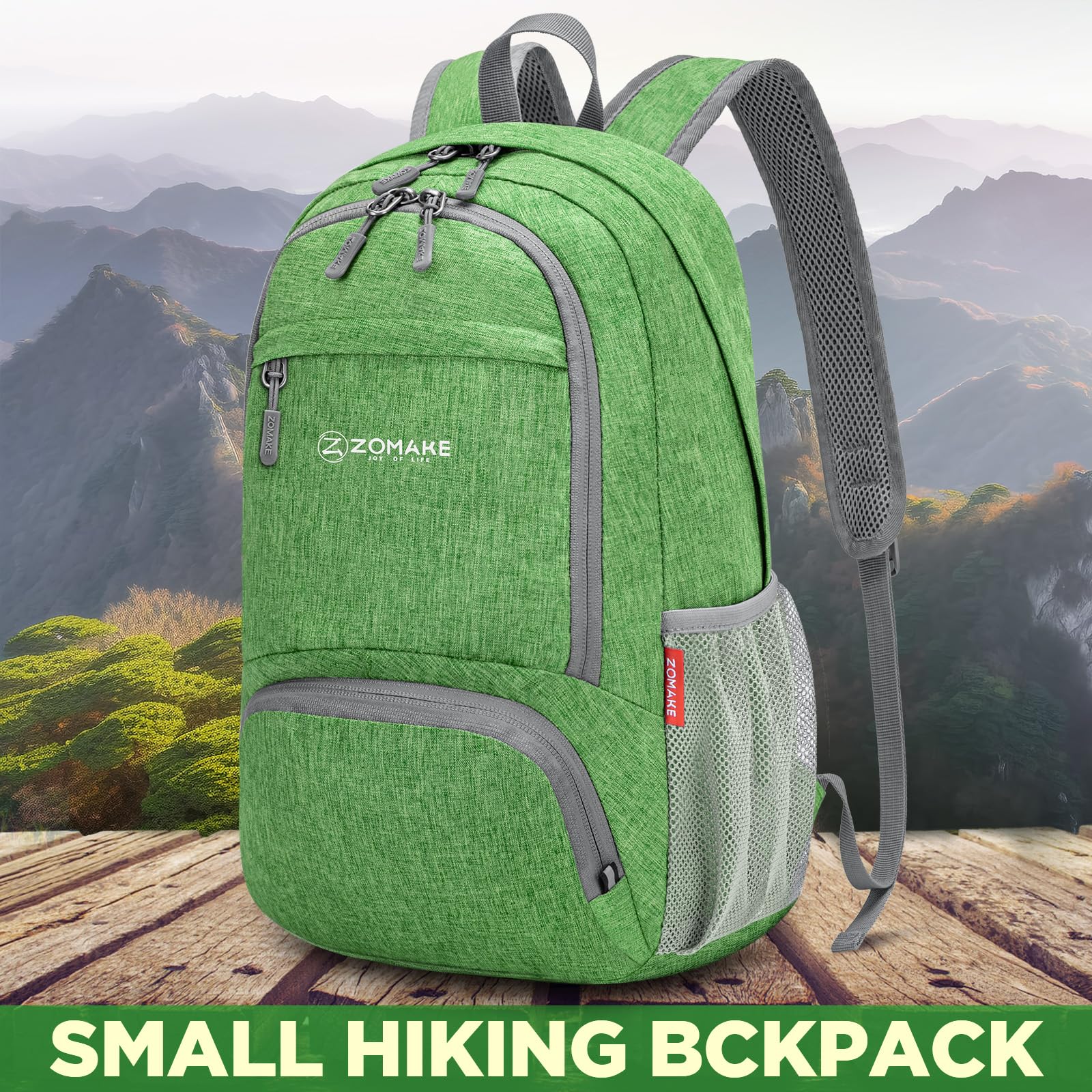 ZOMAKE 20L Lightweight Packable Hiking Backpack for Women Men - Small Hiking Daypack for Travel - Tear Resistant Foldable Day Pack for Camping Outdoor Sports(Black)
