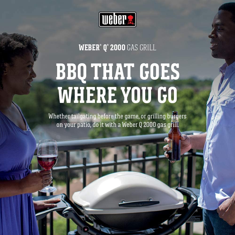 Weber 53060001 Q 2000 Portable Gas Grill, Liquid Propane - Titanium Bundle with Weber Q Portable Cart for Weber Q 1000 / Q 2000 Grill