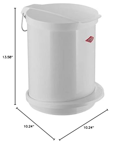 WESCO 111 111212-01 Pedal-Type Trash Can, White, Size: Diameter 10.2 x Height 13.6 inches (26 x 34.5 cm), Pedal Bin 13L