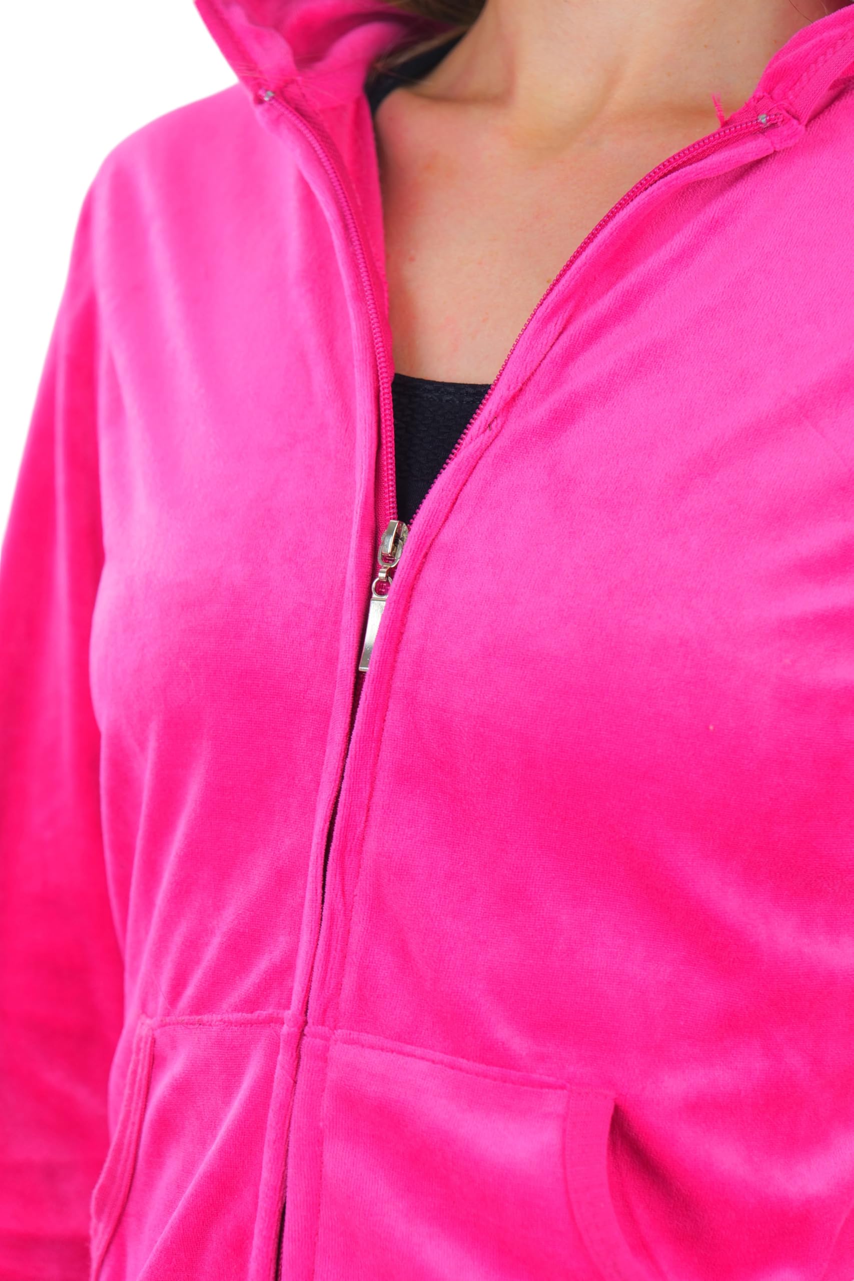 ToBeInStyle Women's Velour Tracksuit Jacket and Matching Pants - Fuchsia - 3X