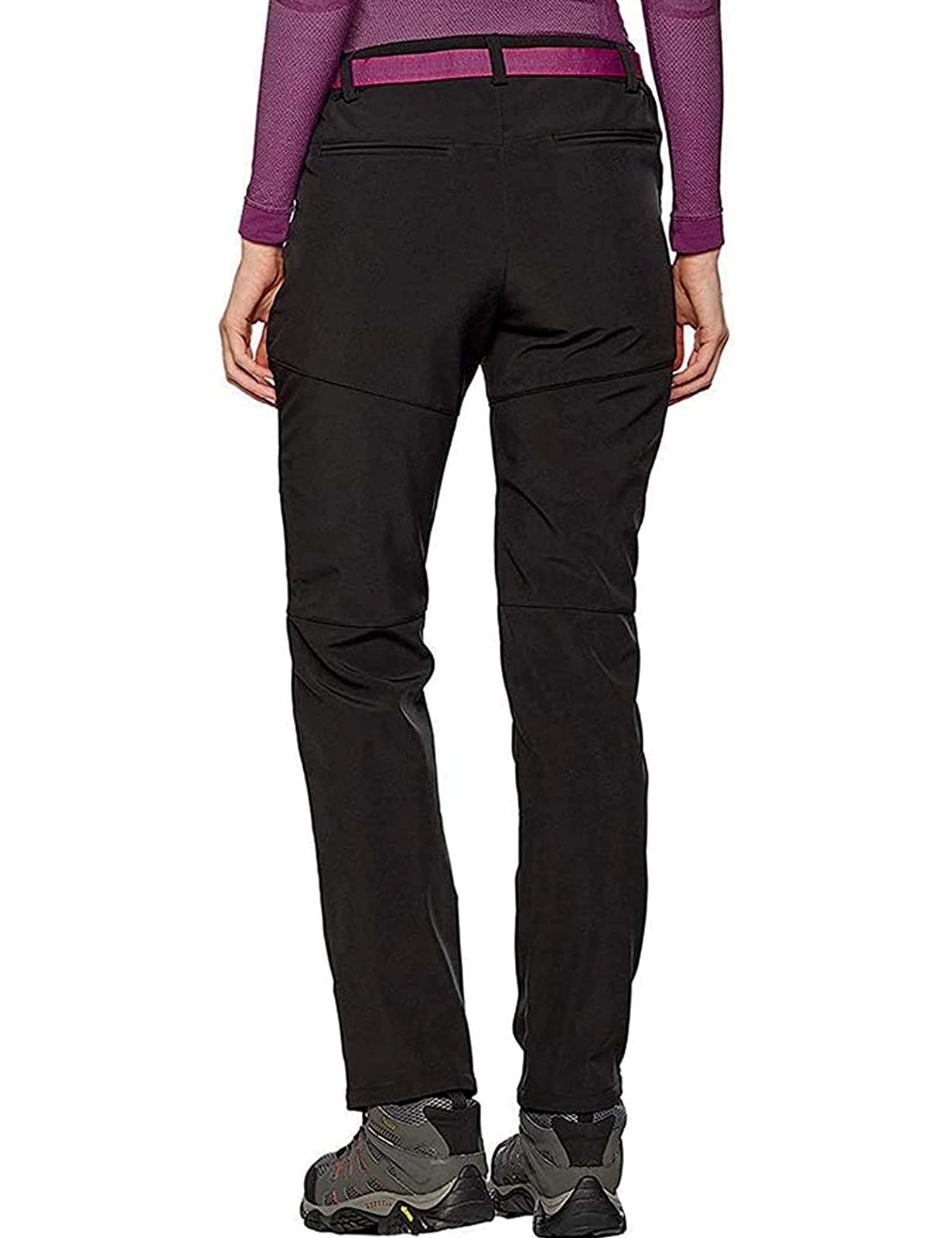 Tofern Waterproof Trousers for Women Fleece Lined Softshell Pants Breathable Snow Pants for Ladies Thermal Windproof Trousers Black