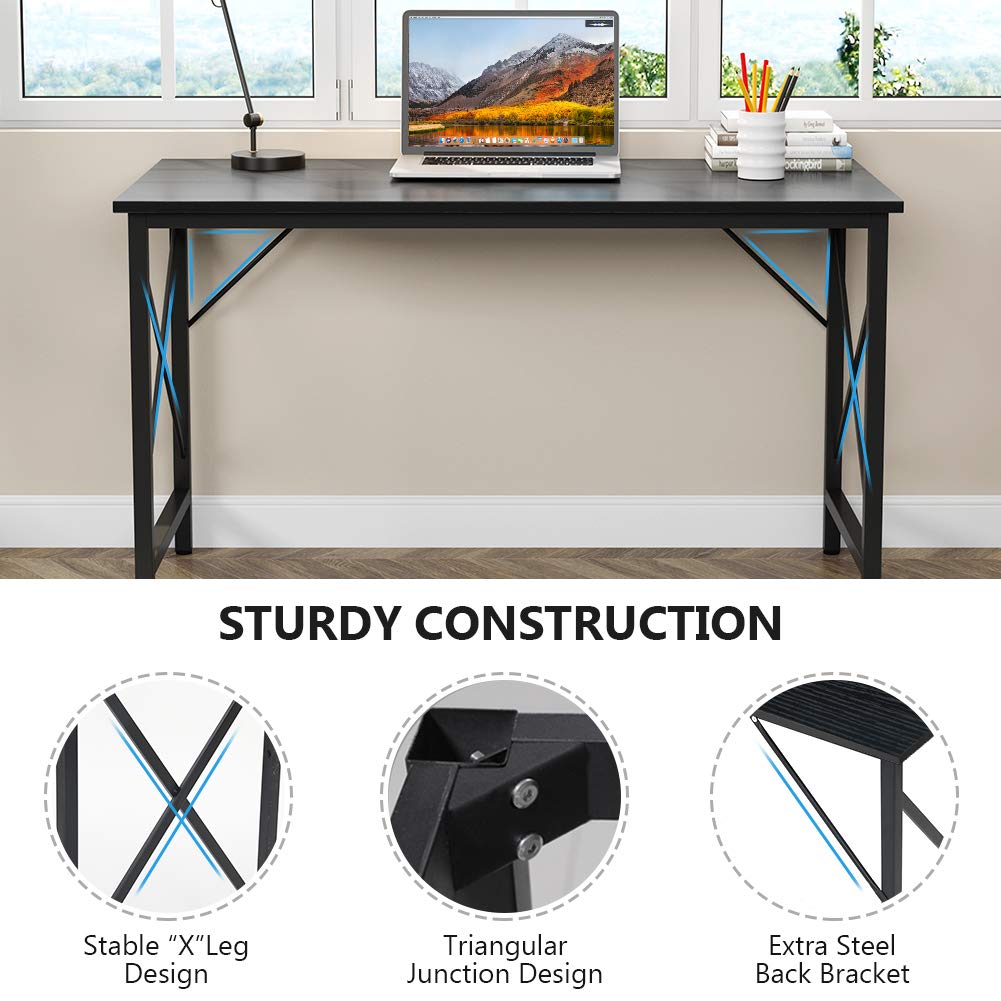 Tribesigns Writing Computer Desk, 39 inch Modern Simple Computer Table Study Desk, Industrial Vintage Laptop Table for Home Office (Black)