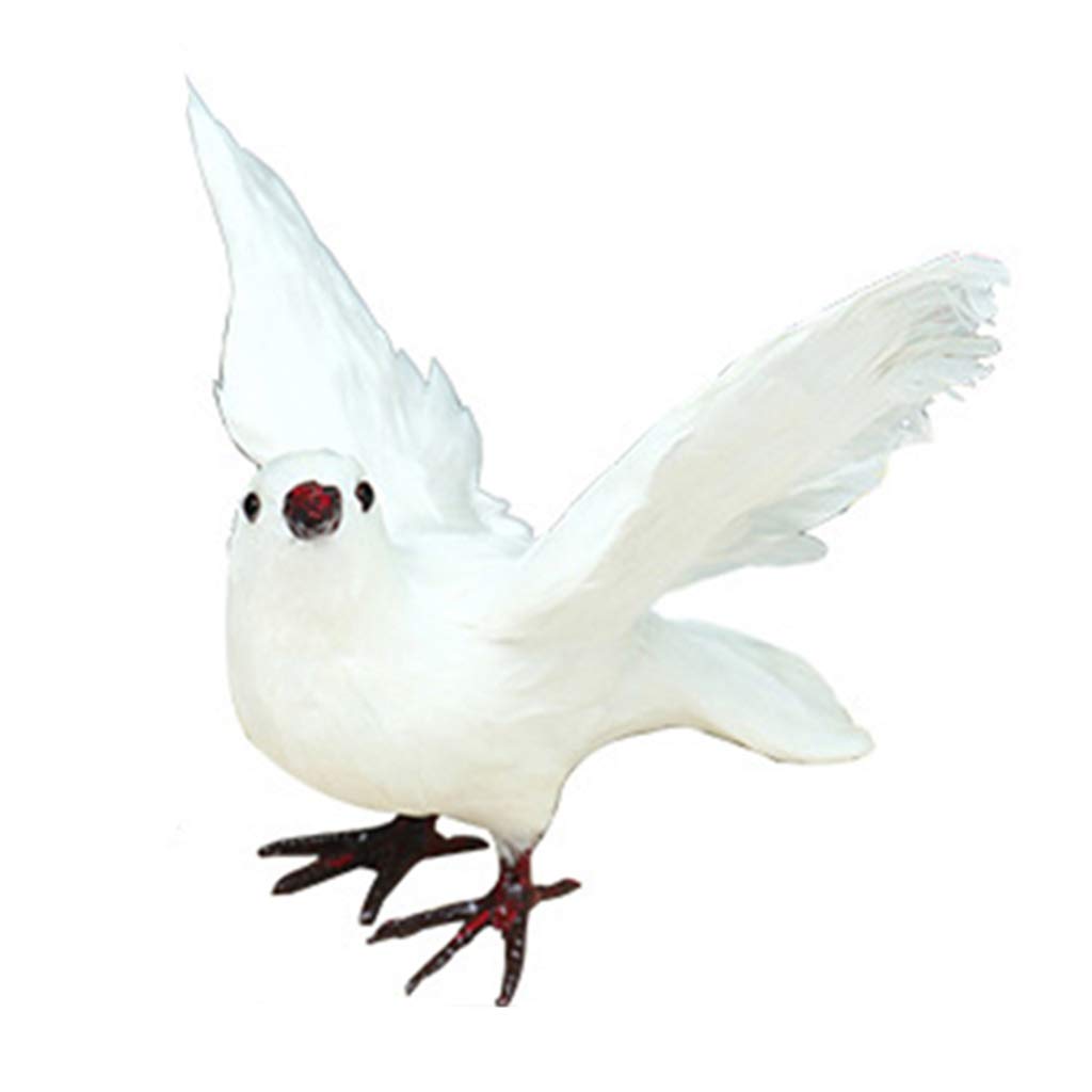 tegongse White Simulation Bird, Artificial Foam Feather Pigeon Ornaments Decorative Fake Doves for Home Garden Wedding Decoration Party