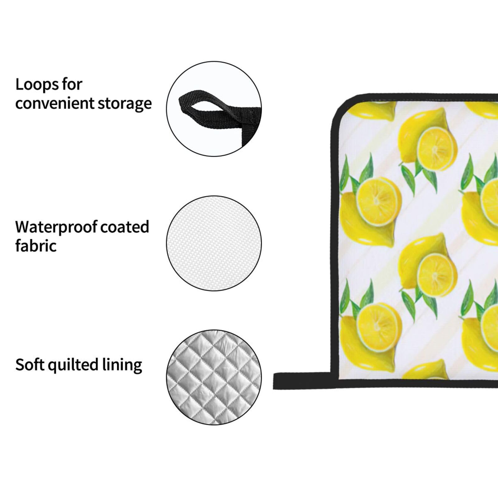 Yellow Lemon Kitchen Baking 4-Piece Set–Heat Resistant Oven Mitts and Pot Holders Kitchen Hot Pads