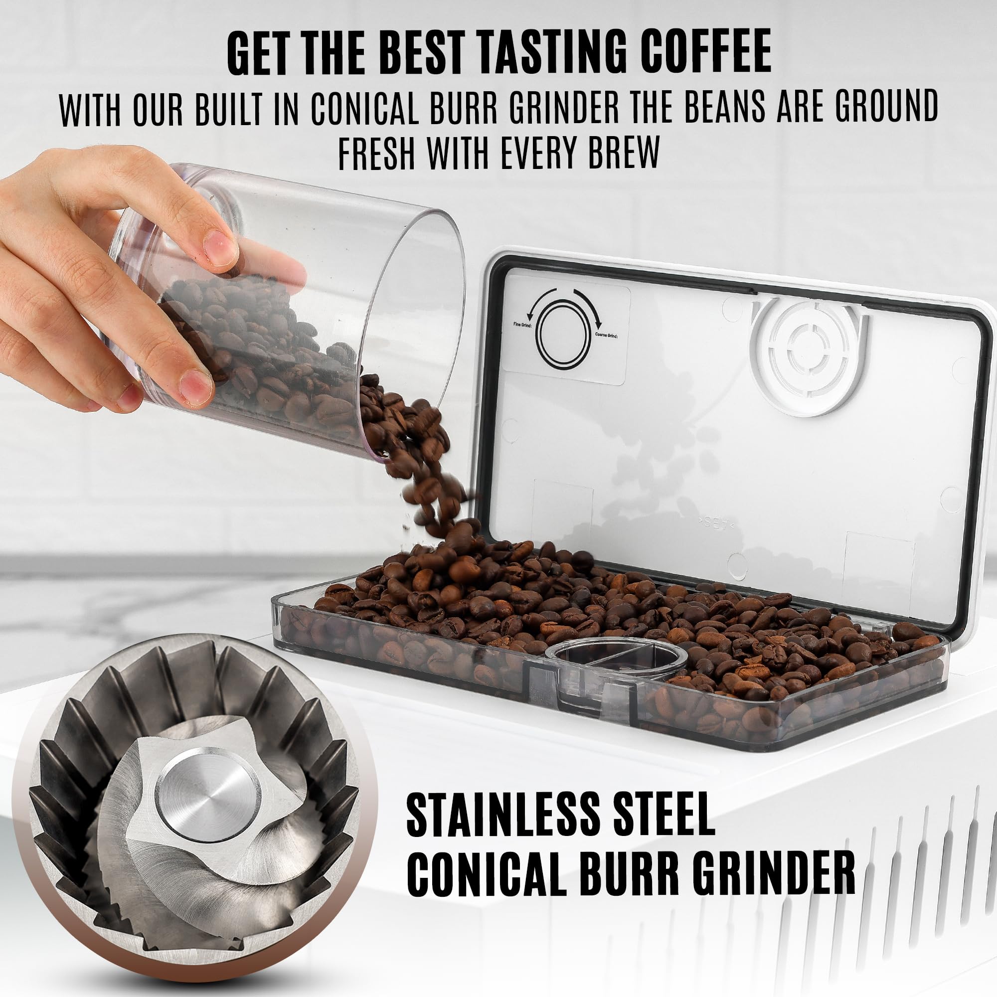 Zulay Magia Super Automatic Coffee Espresso Machine - Frother Handheld Foam Maker for Lattes - Espresso Coffee Maker With Easy To Use 7” Touch Screen & Executive Milk Frother with Stand