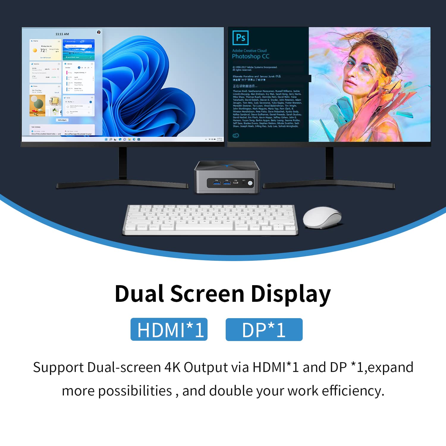 YLIMPC Mini PC, Intel 11th Celeron N5095 Processor(4C/4T, Up to 2.9GHz), Mini Computer Win 11 Pro 8GB RAM 256GB SSD,Mini Desktop Computer Supports 2.5Gbps LAN/Bluetooth 5.0/WiFi/HDMI/DP/4K UHD