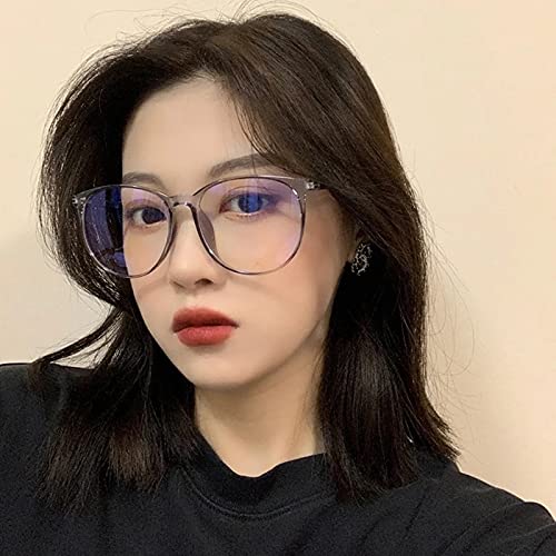Transparent Computer Glasses Frame Women Men Anti Blue Light Round Eyewear Blocking Glasses Optical Spectacle Eyeglass (Gray)