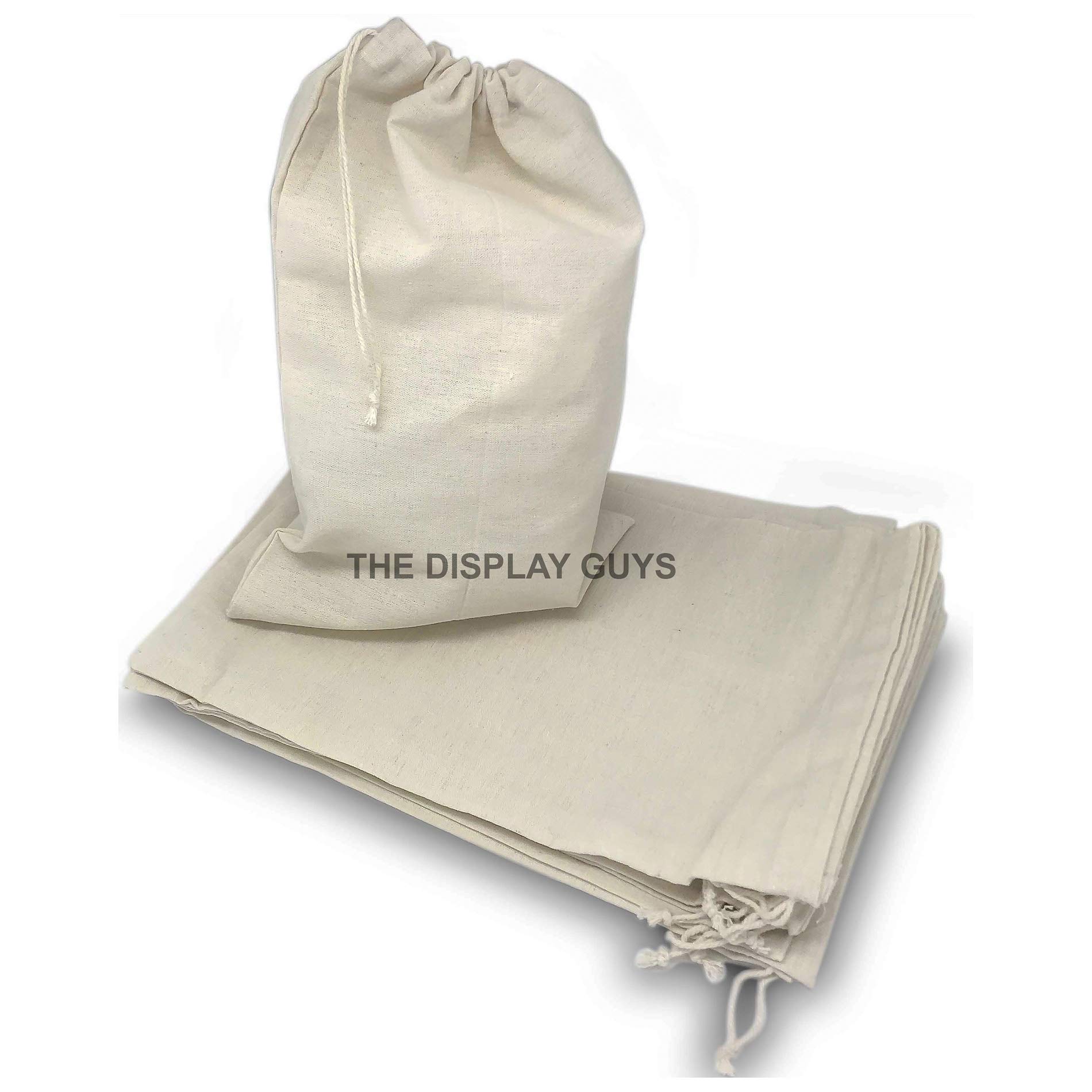 The Display Guys 48-Pack Reusable 5x7 Cotton Canvas Muslin Bags w. Drawstring - Multi-Purpose - Gifts, Party Favors, Spices
