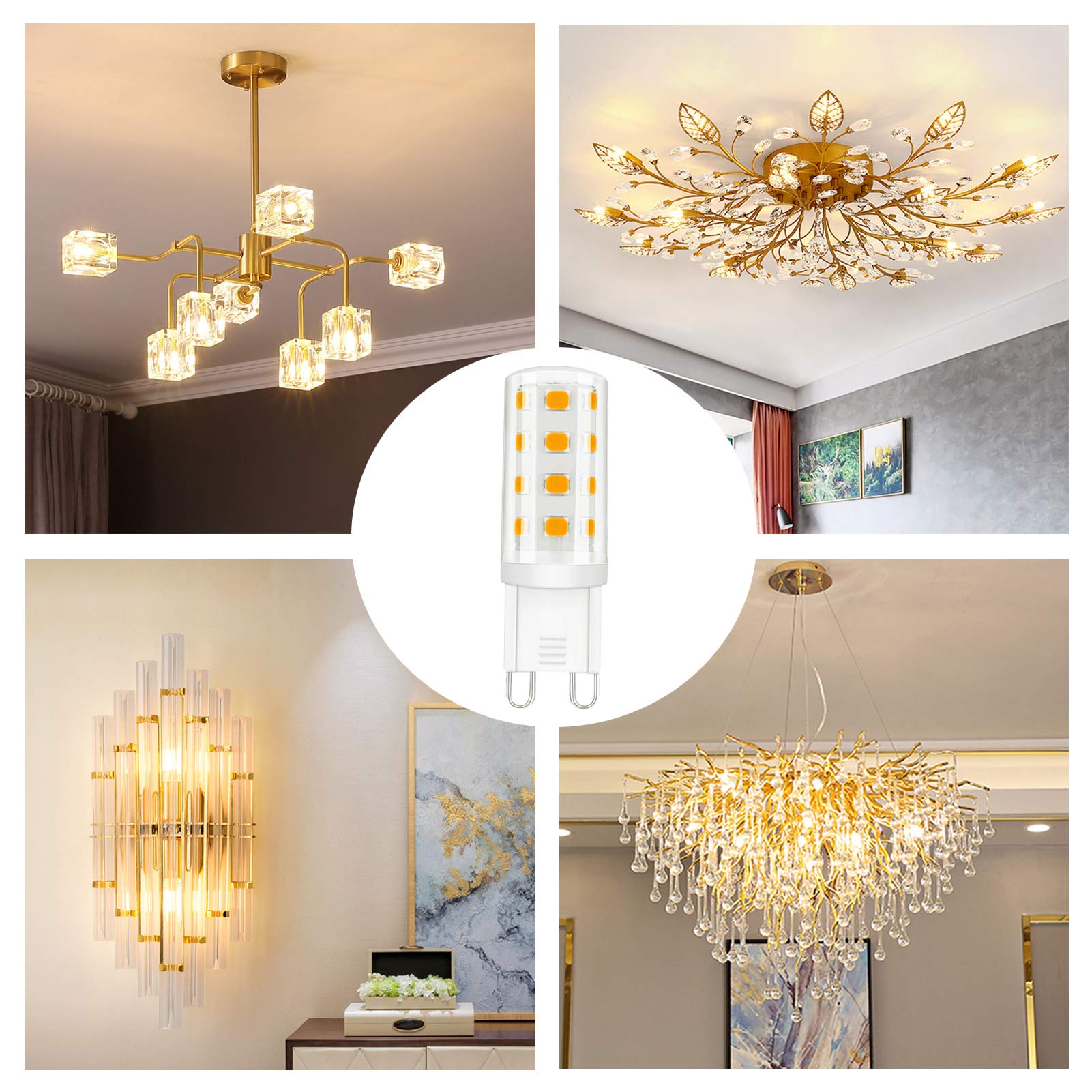 YMAM.LIGHT G9 LED Bulbs Bi Pin Base 3W Warm White 2700K - G9 Base Bulbs, 40W Halogen Equivalent, 380LM, G9 Chandelier Bulbs for Home Lighting, Pack of 12