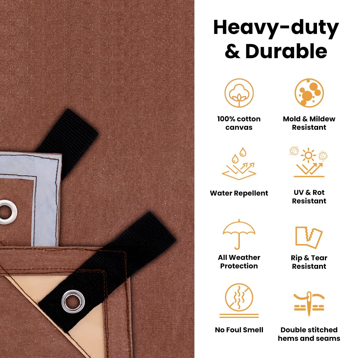WHITEDUCK Canvas Tarp Heavy Duty Waterproof 18 oz. Mold & UV Resistant, Rustproof Grommets, Industrial & Commercial Cloth Tarp (Cut Size: 7'x9', Finished Size: 6'6" x 8'6", Olive)…
