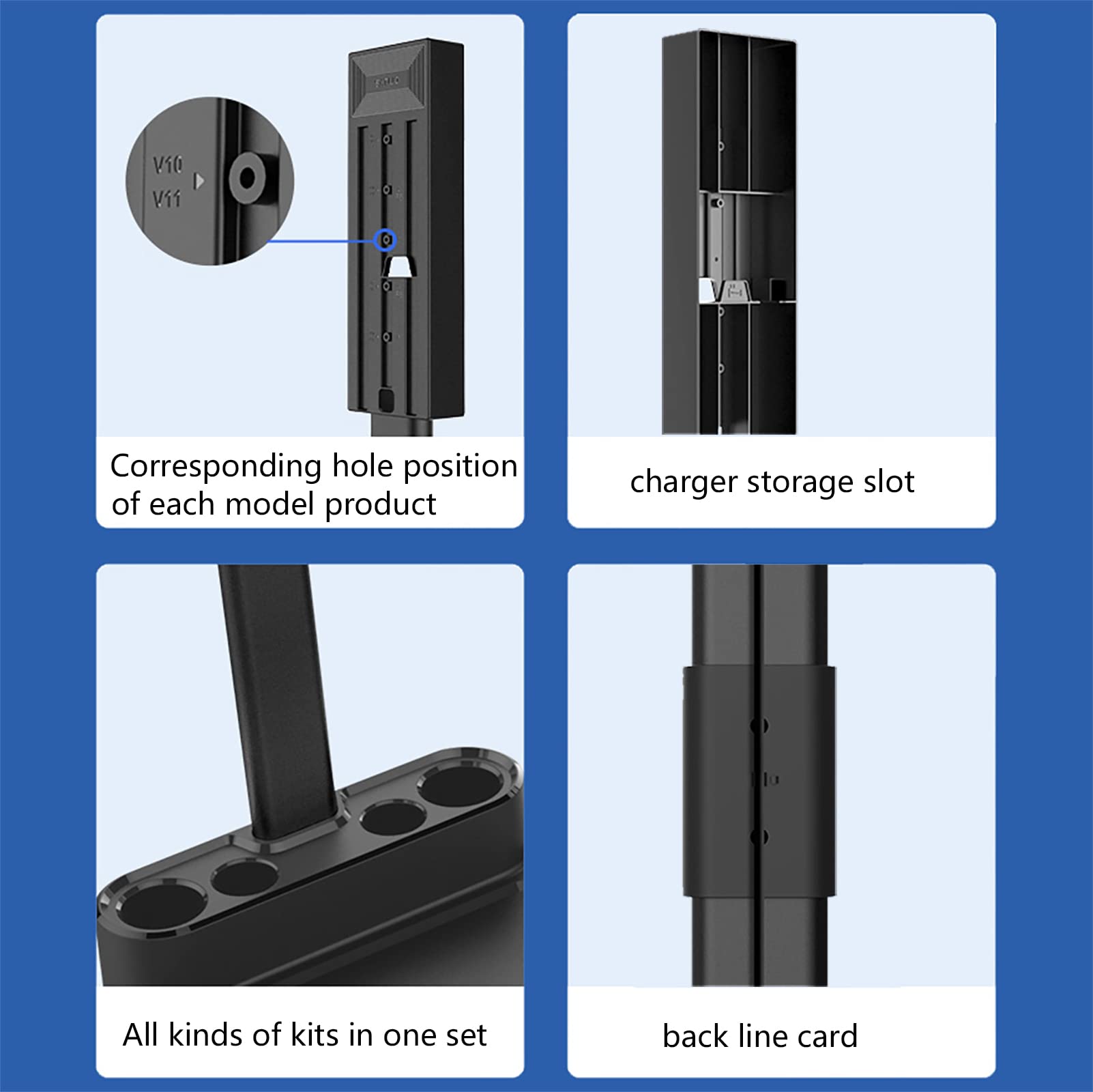 Vacuum Stand for Dyson, Stable Metal Storage Bracket Stand Holder for Dyson V6 V7 V8 V10 V11 V12 V15 SV18 SV21 Cordless Vacuum Cleaners, with 6-8 Accessories Storage Space