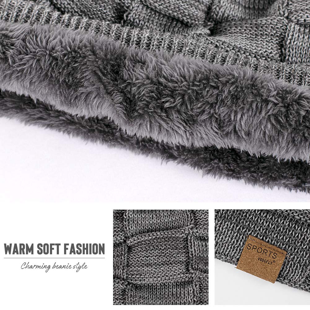 Vgogfly Slouchy Beanie for Men Winter Hats for Guys Cool Beanies Mens Lined Knit Warm Thick Skully Stocking Binie Hat