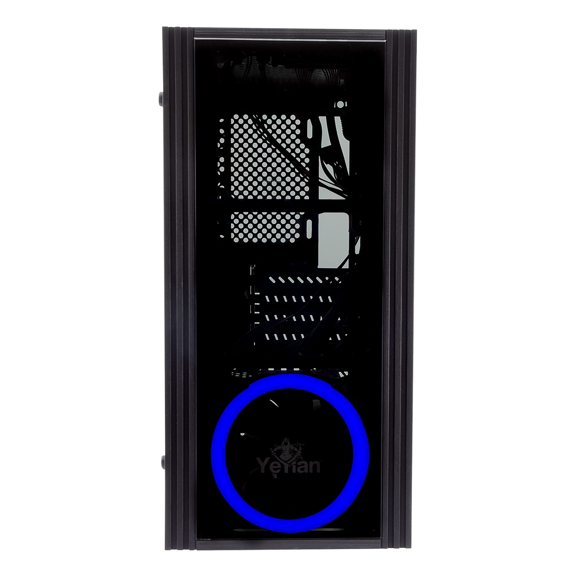 YEYIAN Kalt Gaming PC Case, Mini Tower Micro/Mini ATX, Tempered Front Glass, Clear Acrylic Side Panel, 1 LED Fan, SPCC Chassis, Metal Mesh Air Flow, 3 USB Ports, 14.72"x7.28"x14.96", ROHS CE Certified
