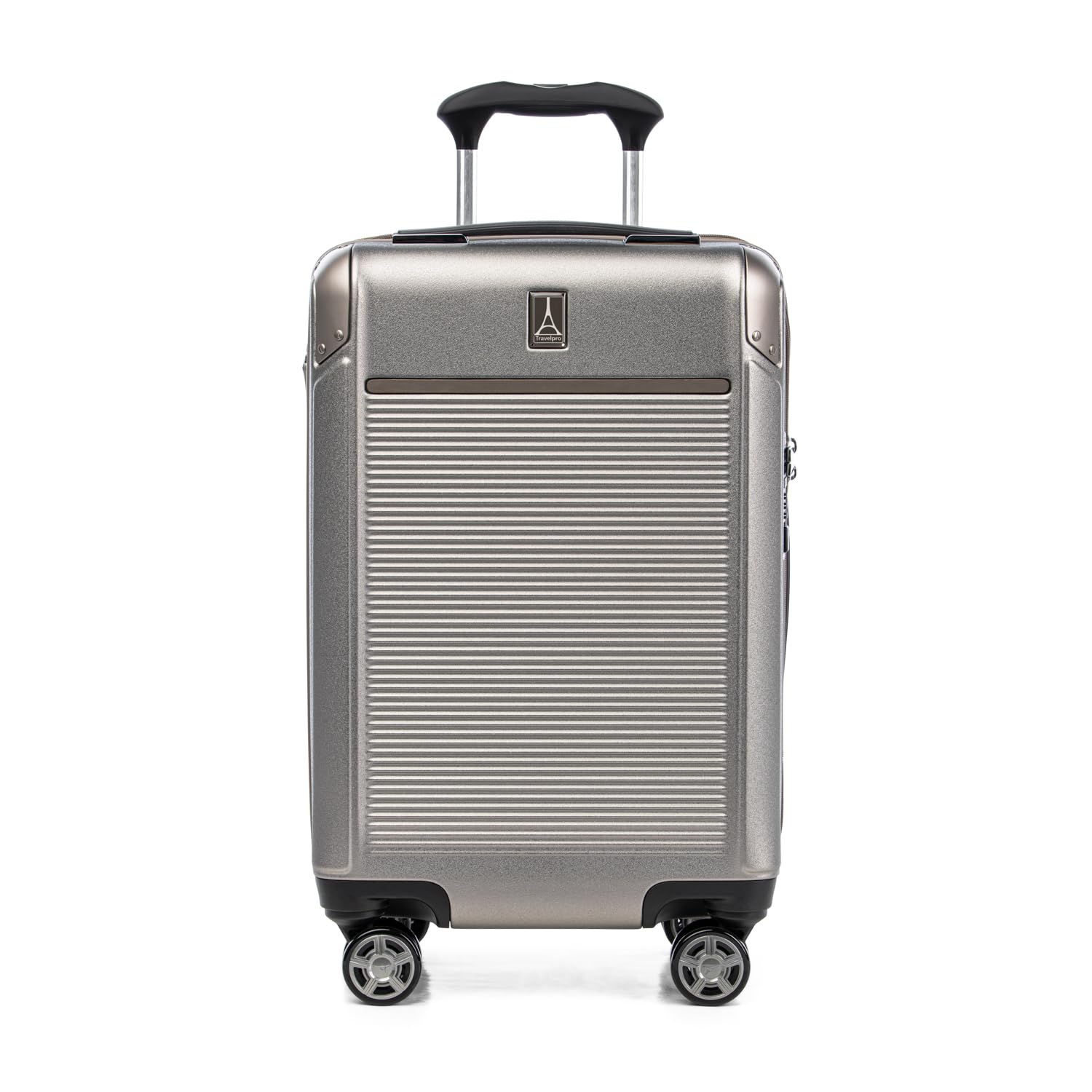Travelpro Platinum Elite Hardside Expandable Carry on Luggage, 8 Wheel Spinner, TSA Lock, Hard Shell Polycarbonate Suitcase, Metallic Sand, Carry on 21-Inch