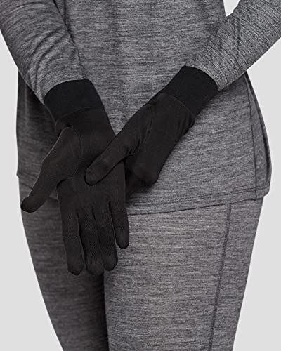 Terramar Adult Thermasilk Liner Winter Gloves for Men and Women Skiing, Hikking, Cold Weather Activities, Black, Medium