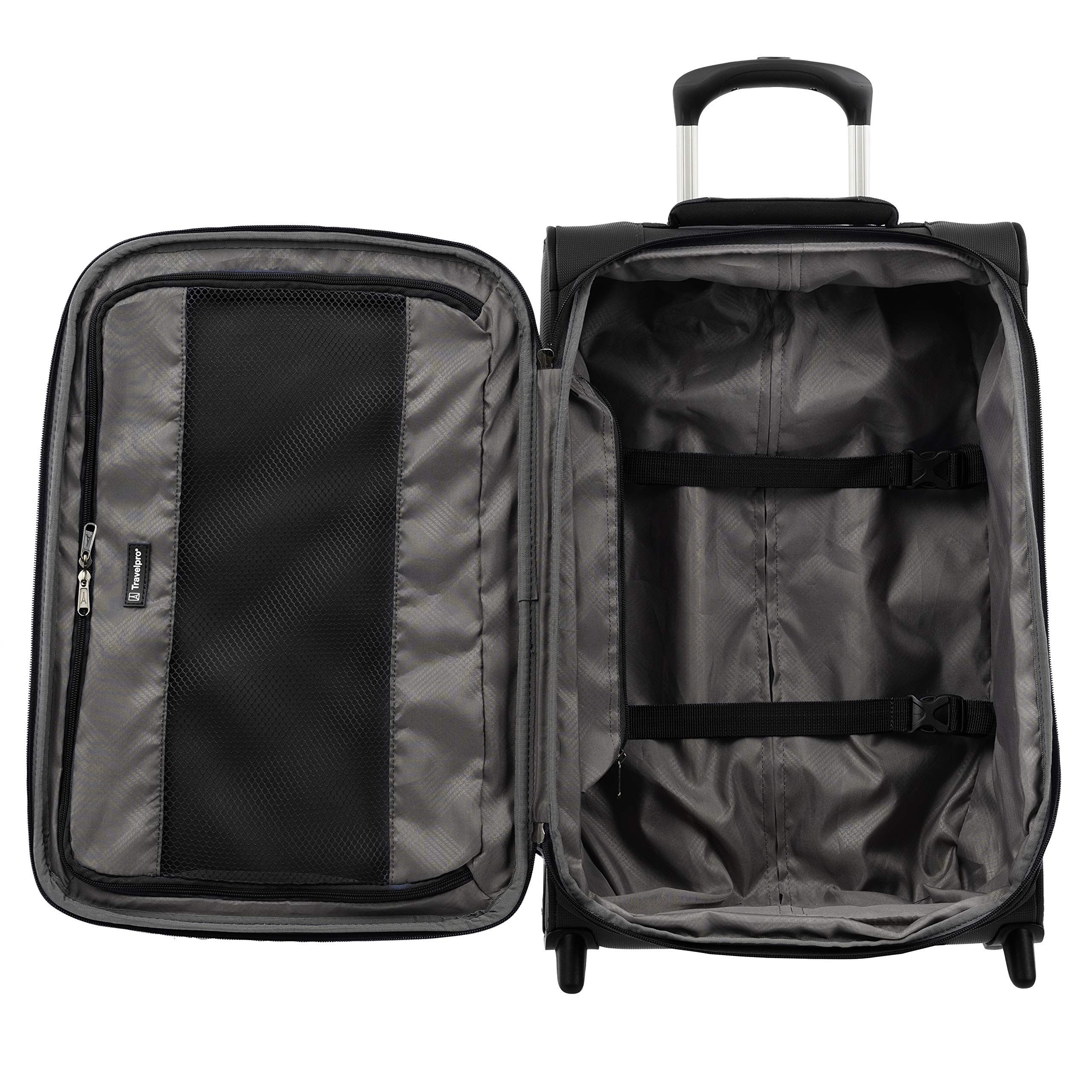 Travelpro Tourlite Softside Expandable Upright 2 Wheel Luggage, Lightweight Suitcase, Men and Women, Black, Carry-On 22-Inch