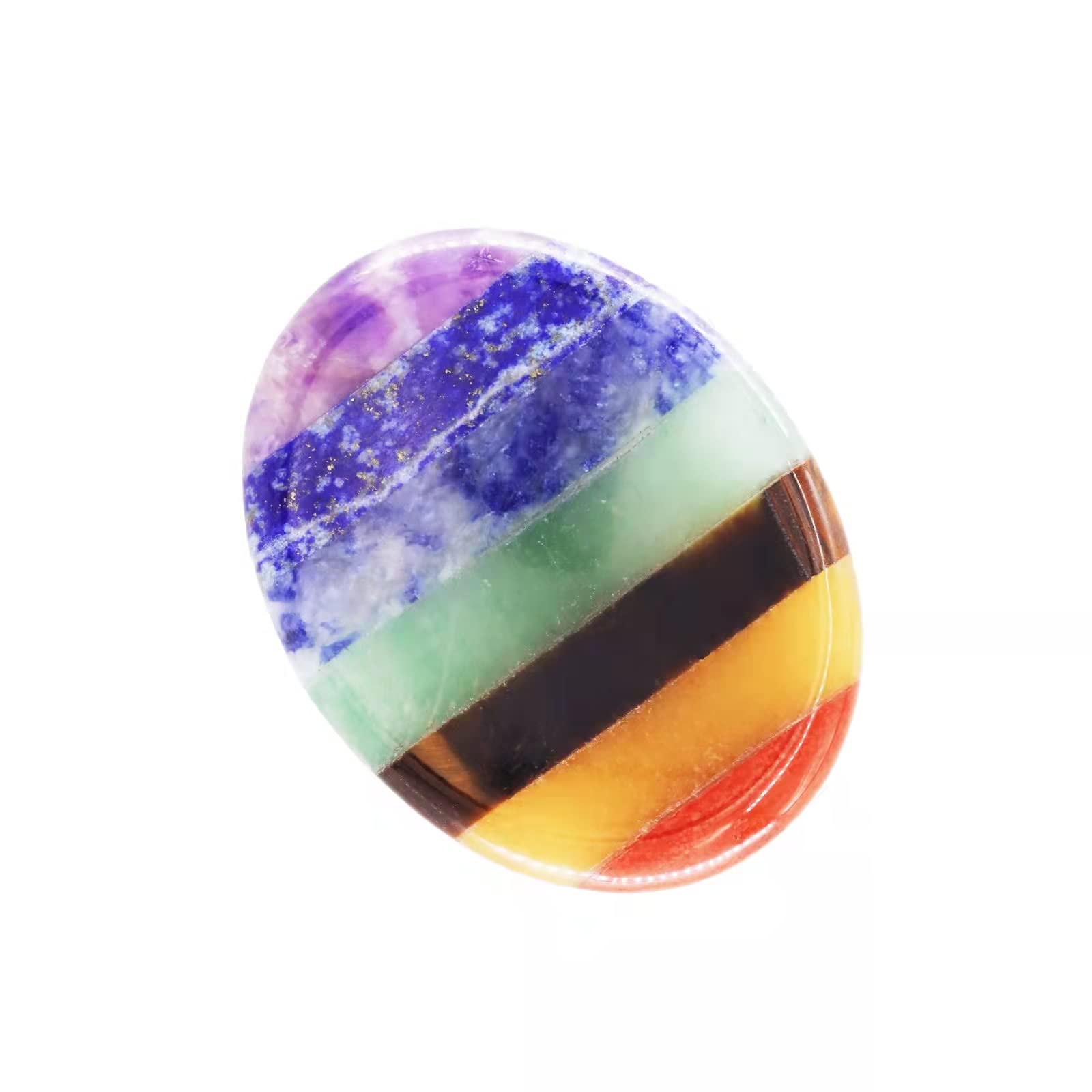 Thumb Worry Stone 1.7", Worry Stone for Anxiety, Chakra Worry Stone 7 Chakra Healing Crystals Oval Shaped Palm Stone Meditation Crystal for Reiki Balancing(1PC)