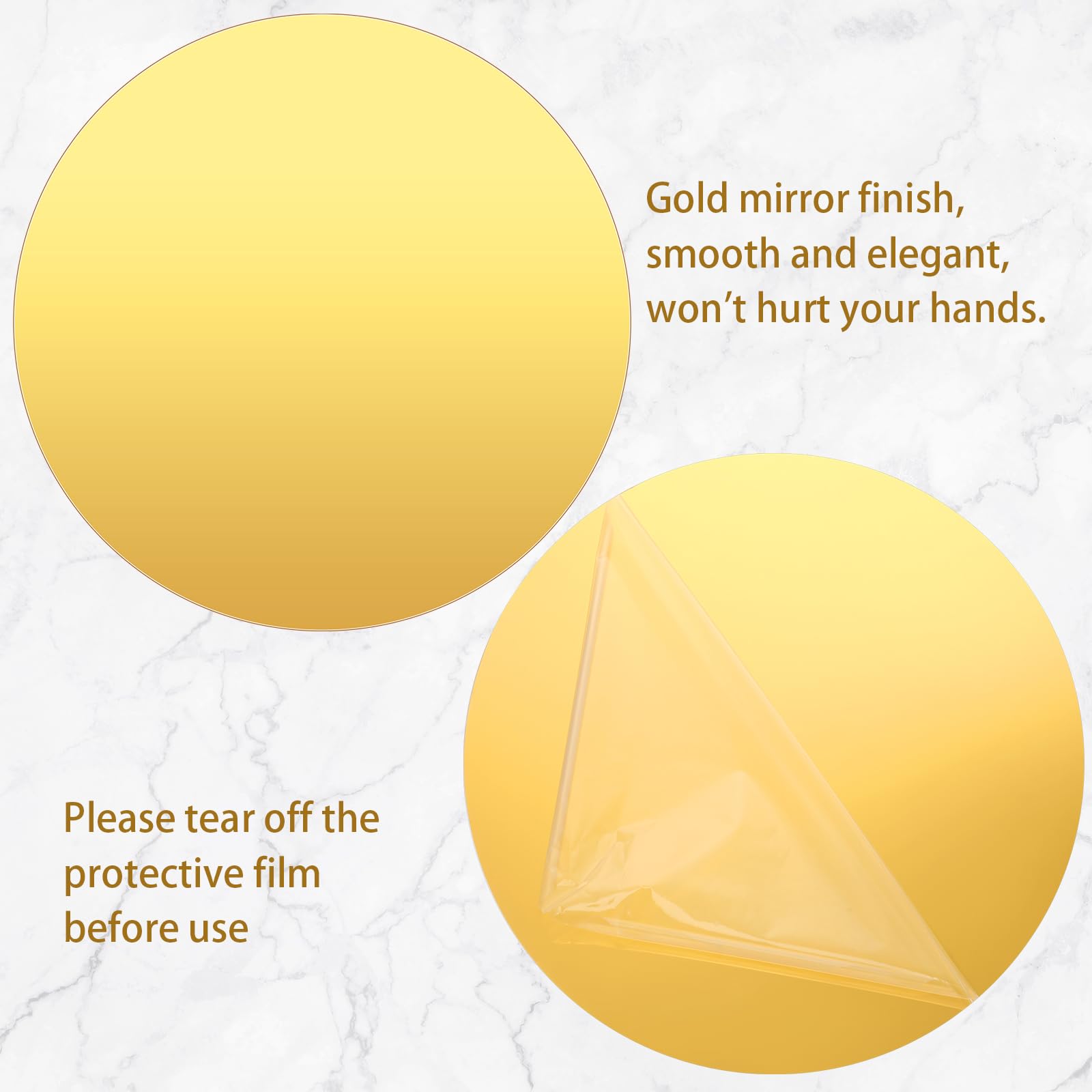 Thyle 12 Pcs 10 Inch Acrylic Round Mirrors for Tables Centerpieces Circle Mirrors Candle Plates for Wall Wedding Table Centerpieces Round Mirror Tray for Baby Shower Party, Thickness 1 mm (Gold)