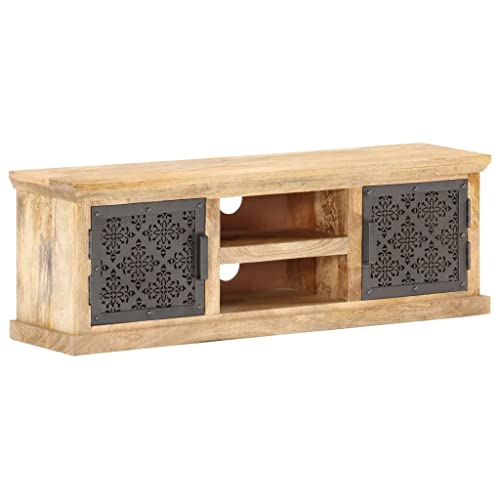 THYUOVAI TV Cabinet,Side Cabinet Entertainment Stand Storage cabine Lowboard Suitable for Living Room,Bedroom,Closet,Hallway,Foyer,Office with Steel Doors 47.2"x11.8"x15.7" Solid Mango Wood
