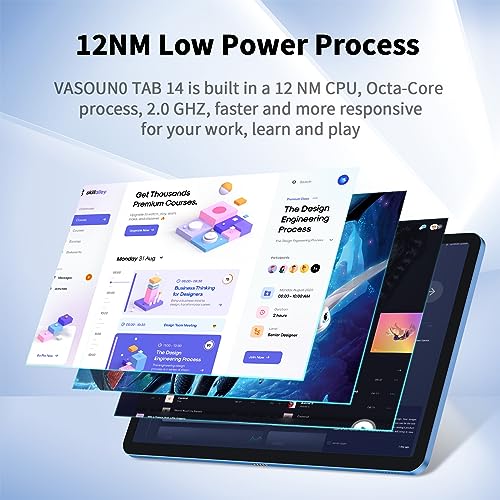 VASOUN Android 11 Tablet 10.4 inch, 16GB(8GB+8GB Expand)+256GB Tablet, 4G LTE Dual SIMS, 2.0GHz Octa-Core Gaming Tablet, 2K IPS Screen,8000Mah, 2.4G/5G WiFi, Bluetooth5.0 with Tablet PU Leather case