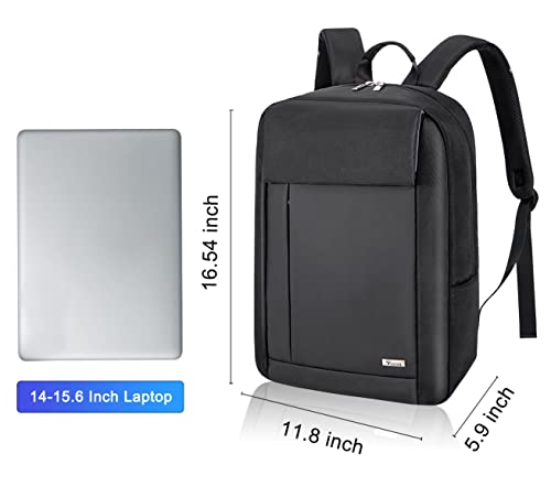 Voova Travel Laptop Backpack for Men Women, Slim Lightweight Backpack Bookbag with Laptop Compartment for Work Business and College, Waterproof Computer Bag Fits 14-15.6 Inch Notebook, Black