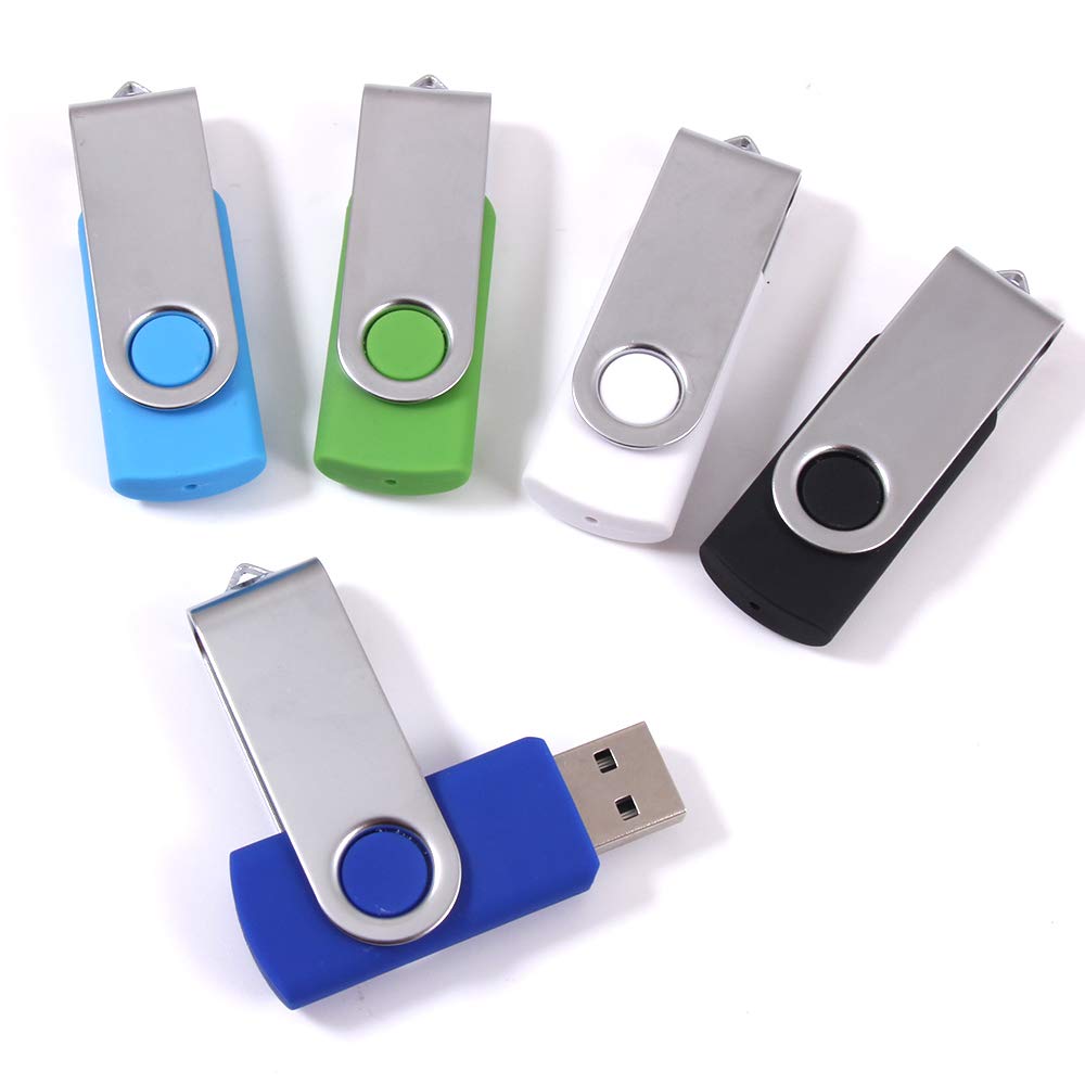 Yimitree 5 Pack USB Flash Drive Memory USB 2.0 Stick Pen Drive Thumb Drives (32GB, Mix Color(Blue Light Blue Green Black Withe))