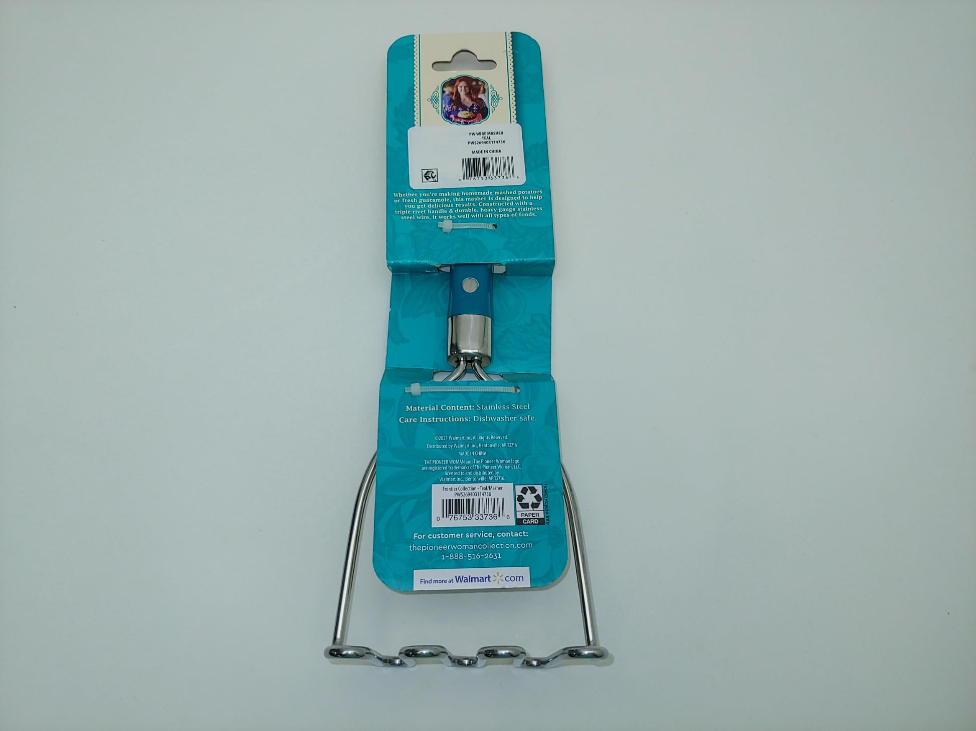 The Pioneer Woman Masher Potato Smasher Stainless Steel Teal Dishwasher Safe