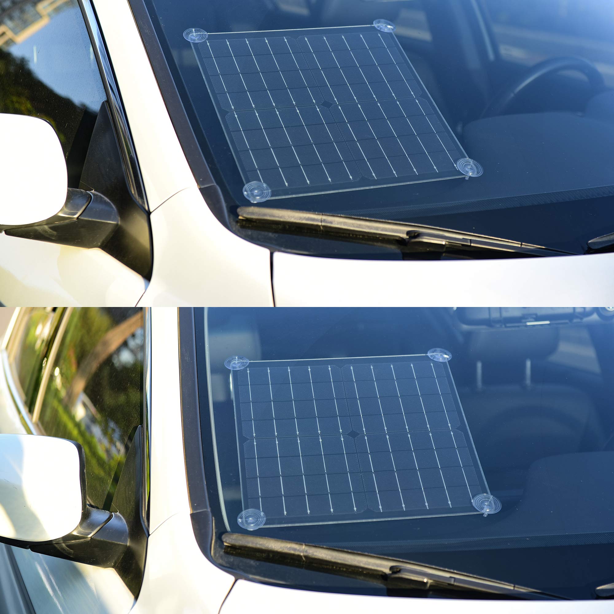 Topsolar 20 Watt 12 Volt Solar Trickle Charger 20W 12V Solar Panel Car Battery Charger Portable Solar Battery Maintainer for Car Motorcycle Boat Marine RV + Cigarette Lighter Plug Alligator Clip