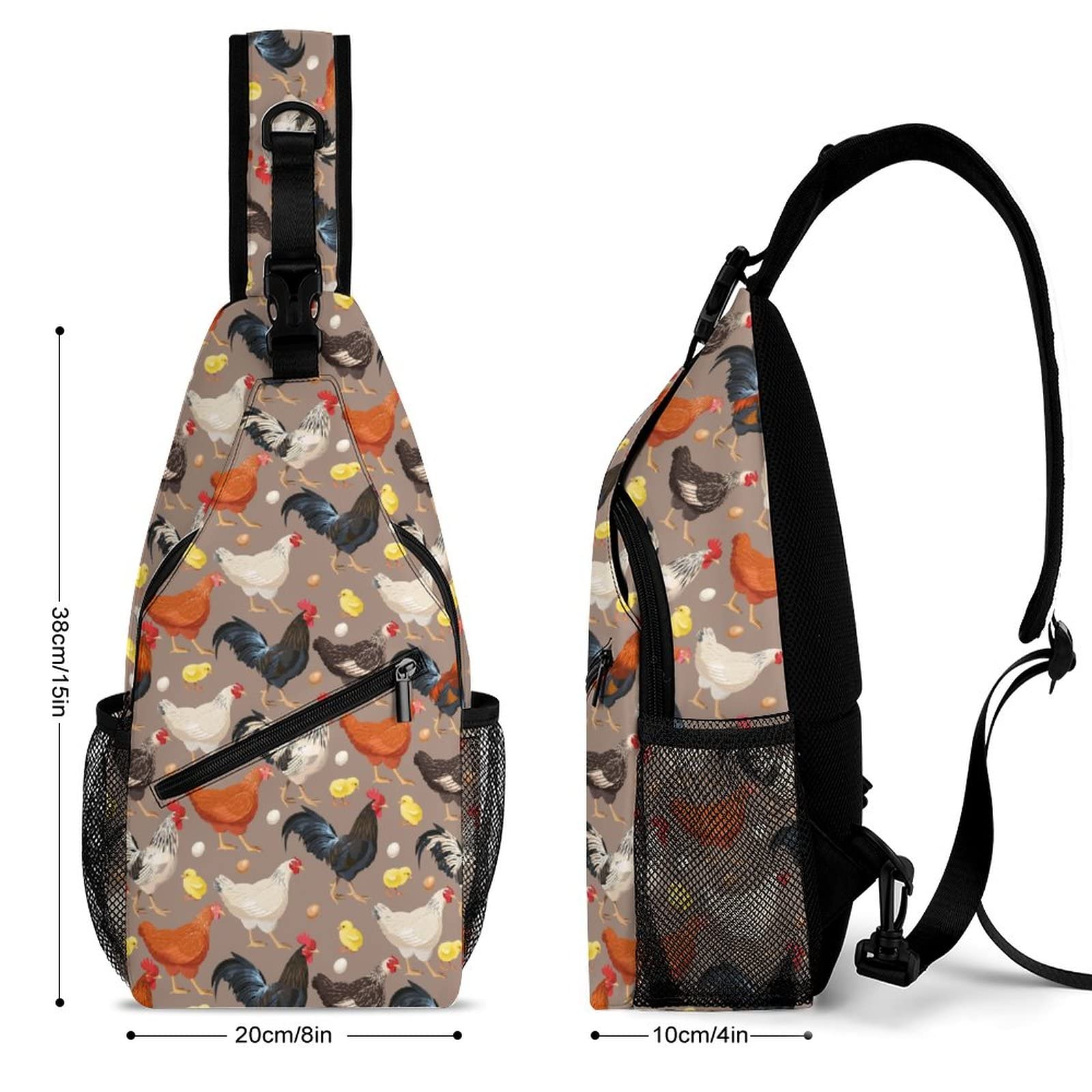 VSOFMY Sling Bag for Men Women Crossbody Sling Backpack Bag for Travel Hiking Daypack Chest Bag Chicken