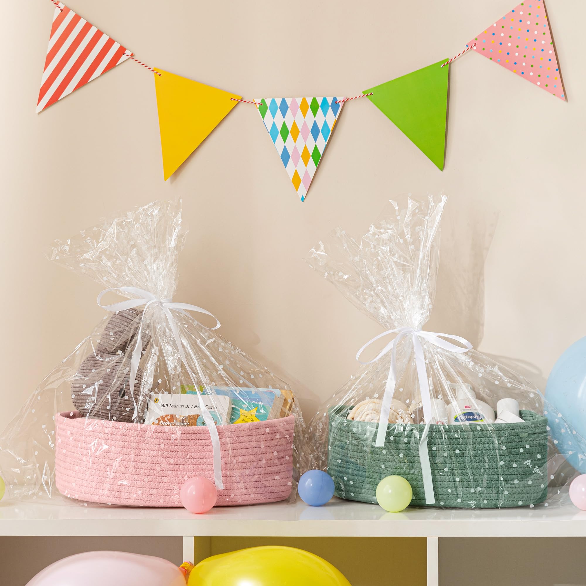 UBBCARE Small Basket for Organizing 13x8.66x5.11'', Soft and Skin-friendly Small Woven Baskets for Storage, Baskets for Gifts Empty, 3 Packs Oval Small Storage Basket, Green