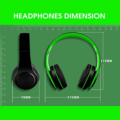 Viwind Bluetooth Wireless Headphones Over Ear with Mic,Foldable Noise Cancelling Headset for Travel Work TV PC Android Cellphone 【Hi-Fi Stereo &Comfortable Earpads】-Green