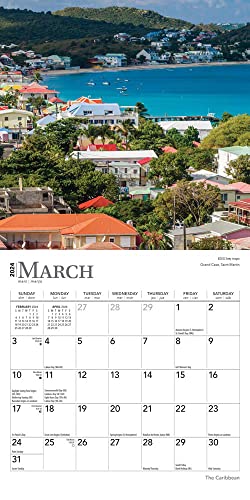 The Caribbean | 2024 7 x 14 Inch Monthly Mini Wall Calendar | BrownTrout | Travel Nature Beach Tropical
