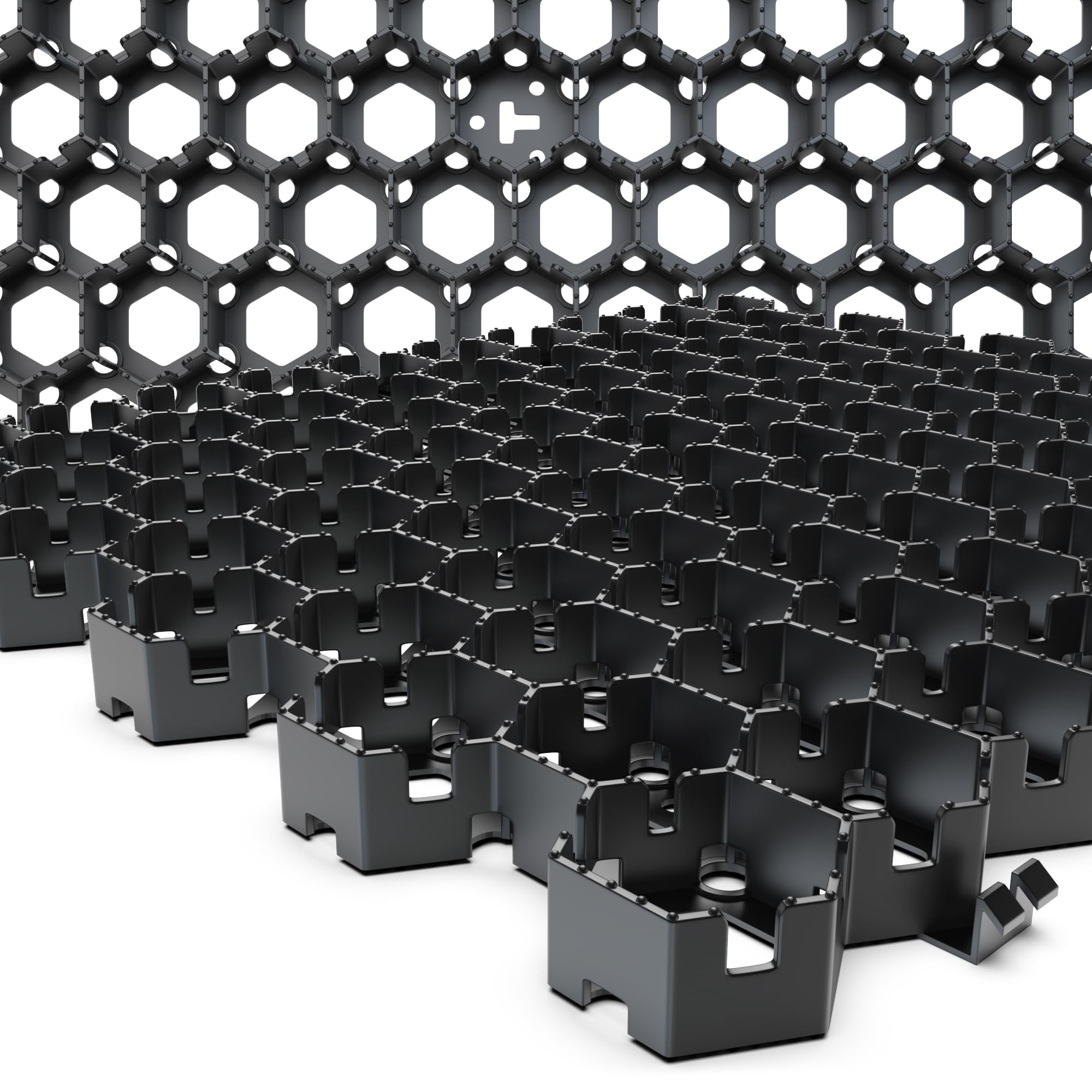 Vodaland Permeable Pavers - HexPave Grass & Gravel Permeable Paver System - 100% Recycled PPE Plastic Pavers, Handles 27,000 lbs, 1" Depth, 20 s.f / 8 Units