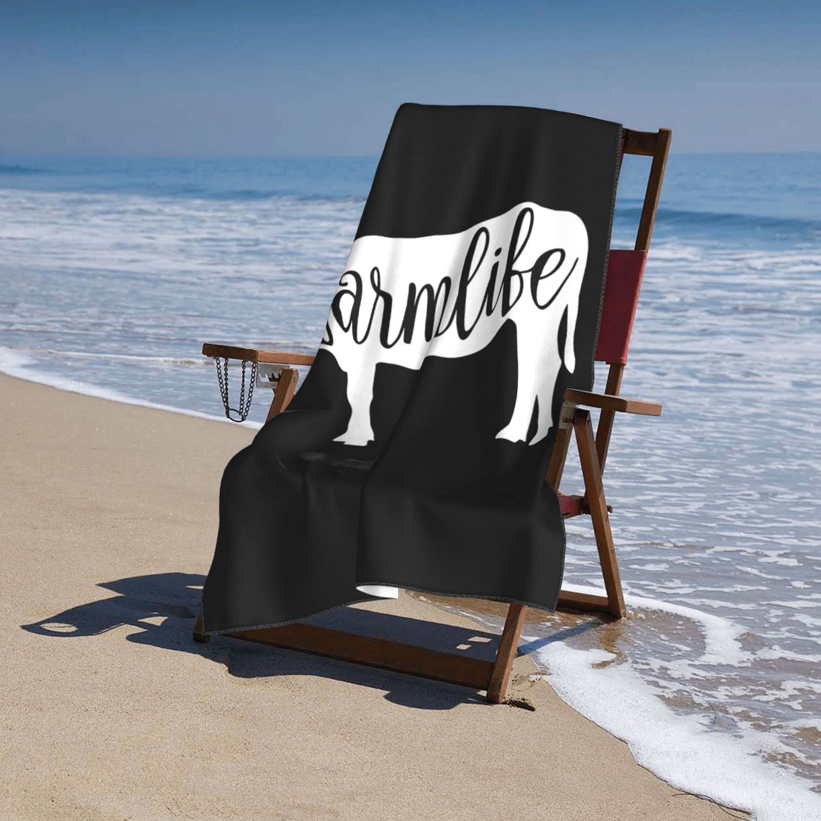 Zahika Farmlife Cow Beach Towel Absorbent Bathroom Towels Beach Towels Oversized Super 32x52 Inch