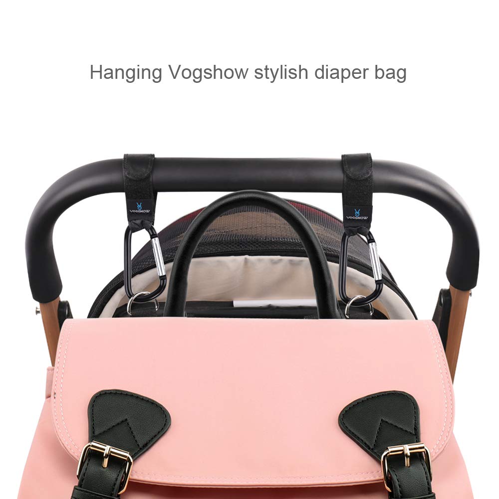 Vogshow Stroller Hooks - Mommy Organizer Clips for Diaper Backpacks, Purse, Shopping, Pack of 2