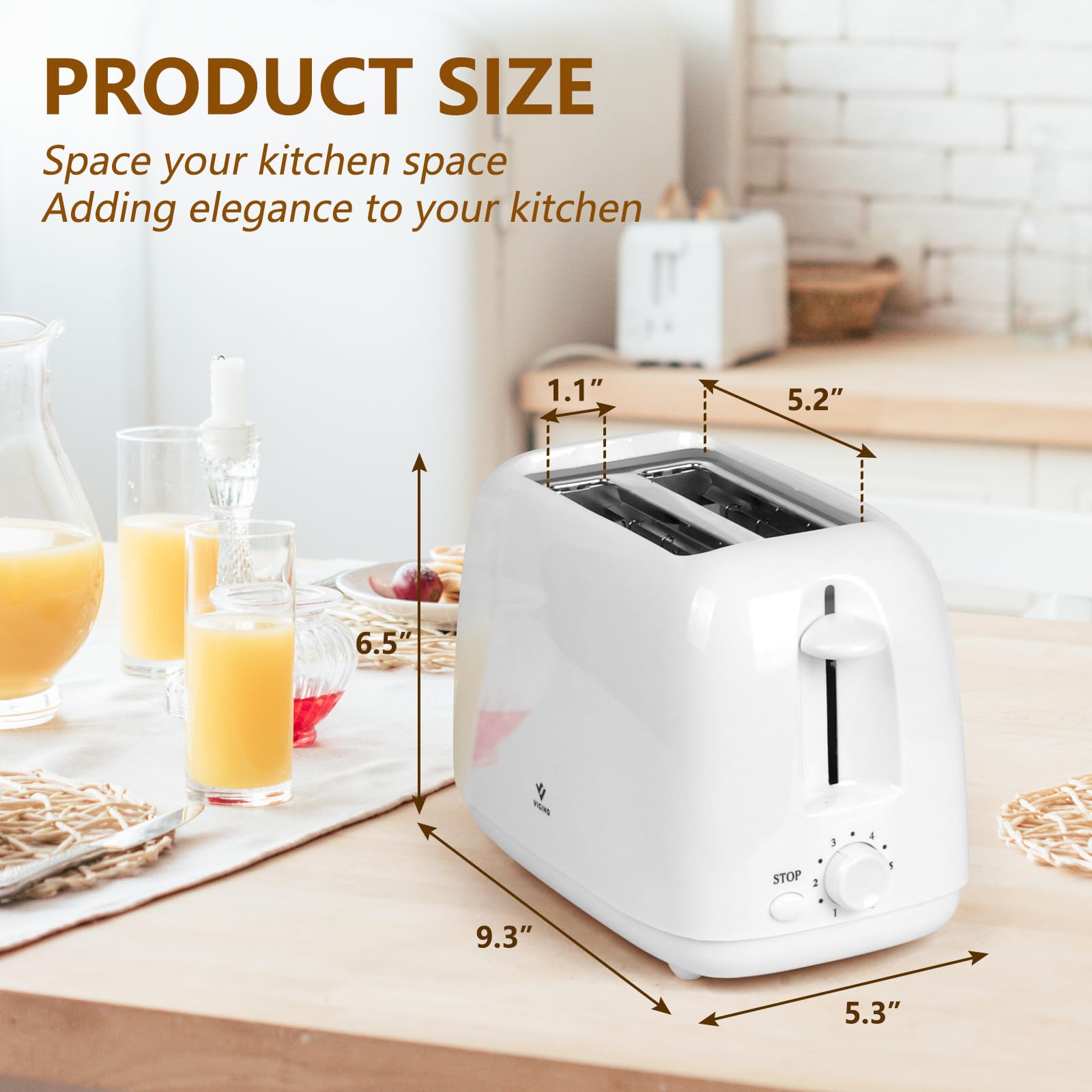 VIGIND 2 Slice Stainless Steel Electric Toaster,Kitchen Wide Slot Toaster with Auto Shut Off, Cancel Button,Toast Boost and Removable Crumb Tray for Toast Bread,Puff Pastry,Snacks,Bagel & Waffle